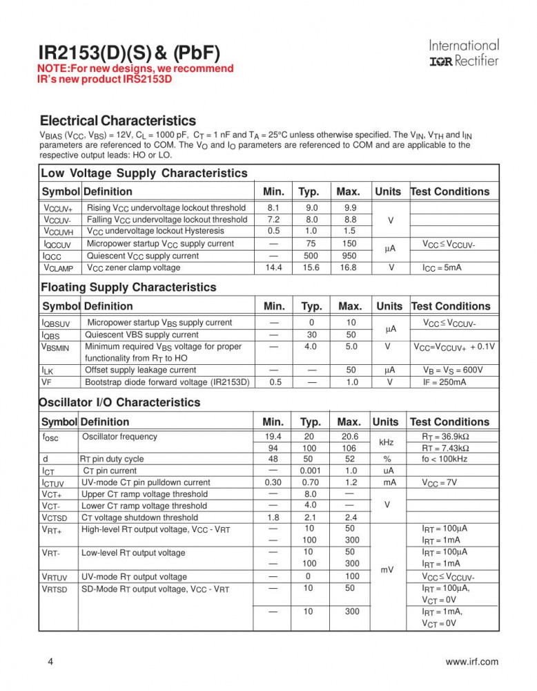 IR2153SPBF datasheet page 4