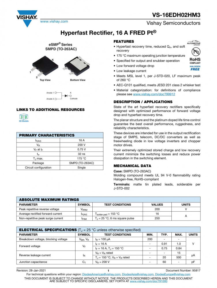 VS-16EDH02HM3/I datasheet page 1
