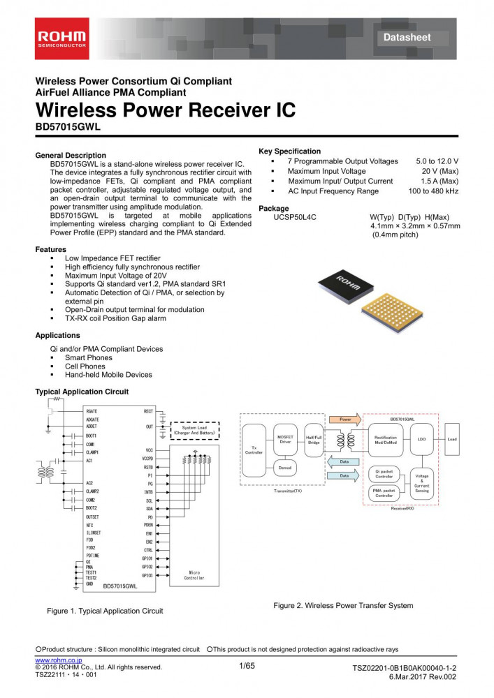 BD57015GWL-E2 datasheet page 1