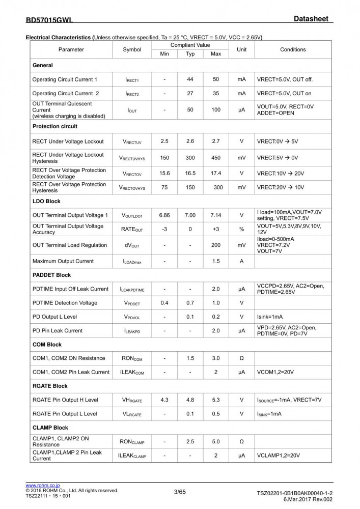 BD57015GWL-E2 datasheet page 3