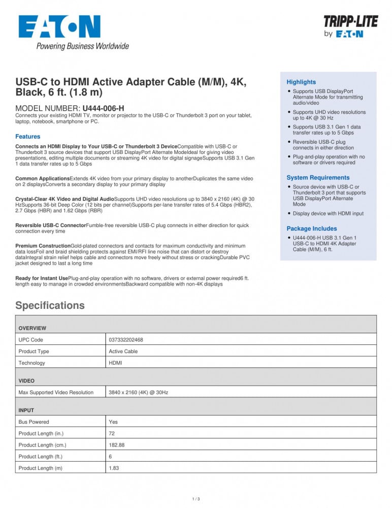 U444-006-H technical document page 1