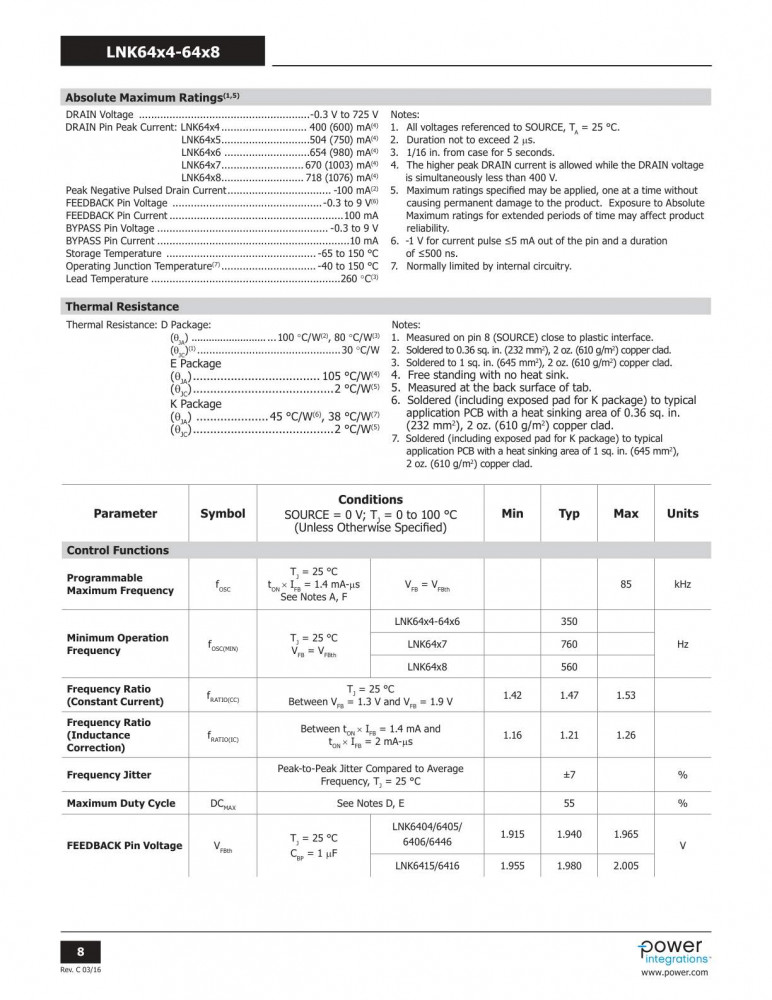 LNK6405D datasheet page 8