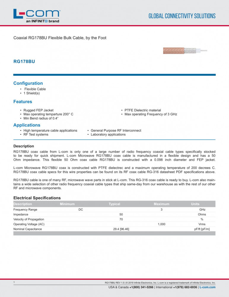 RG178BU datasheet page 1