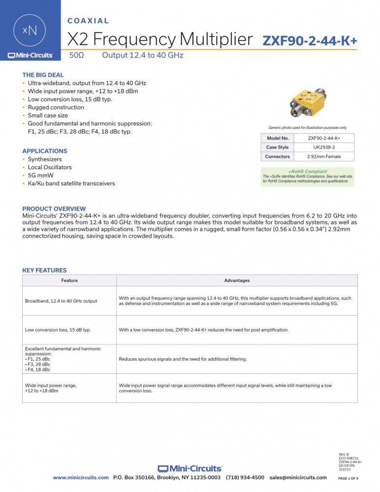 ZXF90-2-44-K+ datasheet page 1