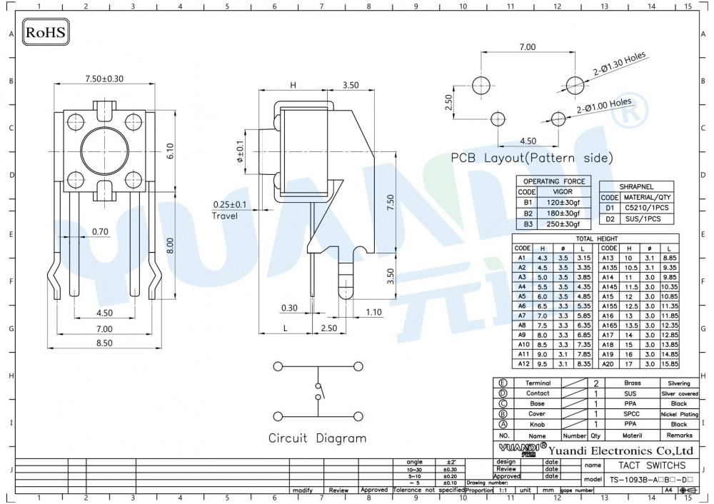 Yuandi TS-1093B-A9B3-D2 technical drawing preview