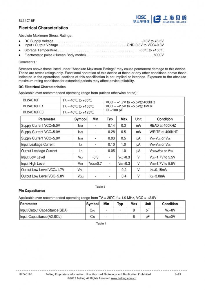 BL24C16F datasheet page 8