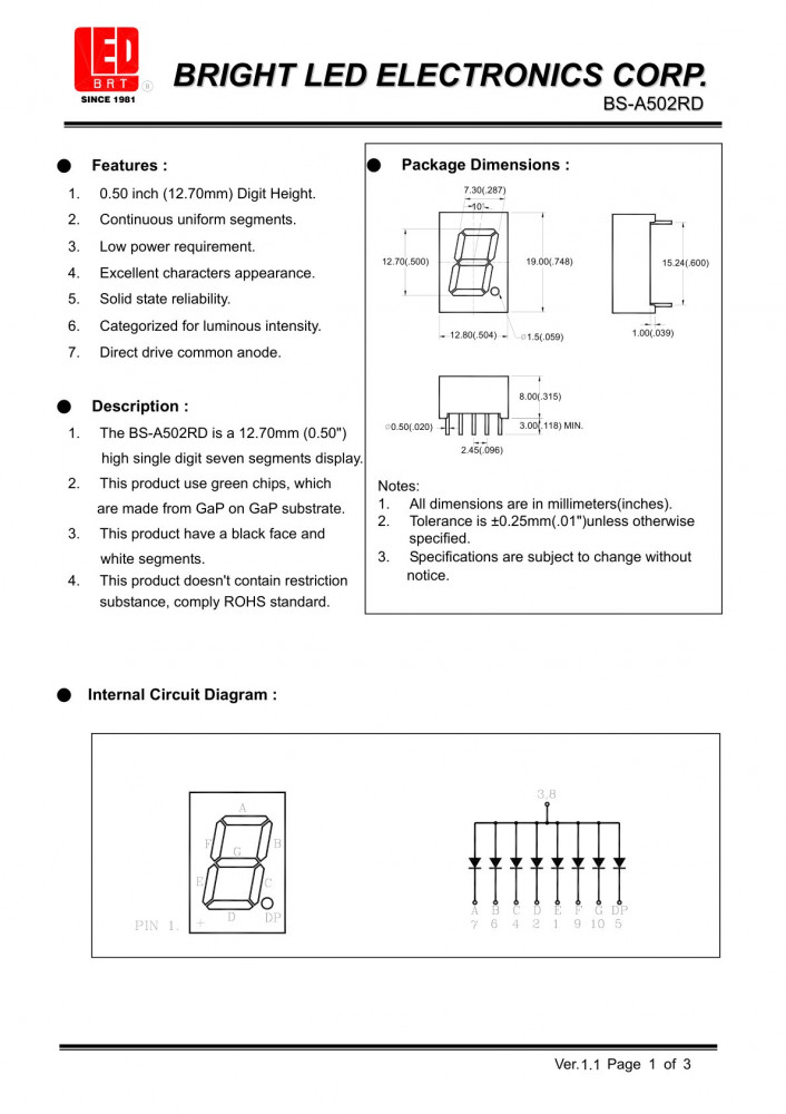 BS-A502RD technical document page 1