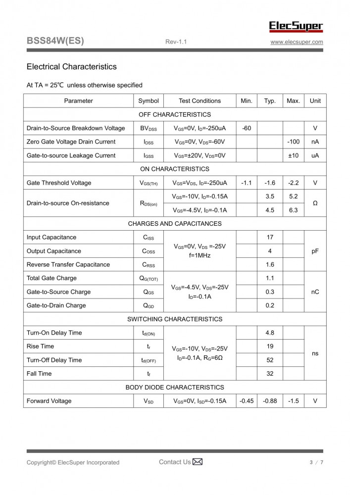 BSS84W(ES) datasheet page 3