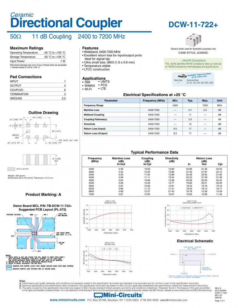 DCW-11-722+ product datasheet image