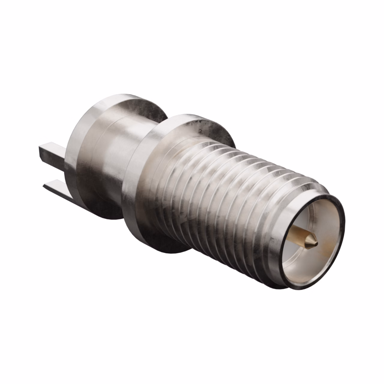 SMA Jack, Reverse Polarity, Straight, PCB Receptacle, Edge Mount, Brass Body, Nickel (Ni) Plated, Tray, 50 Ohms for sale