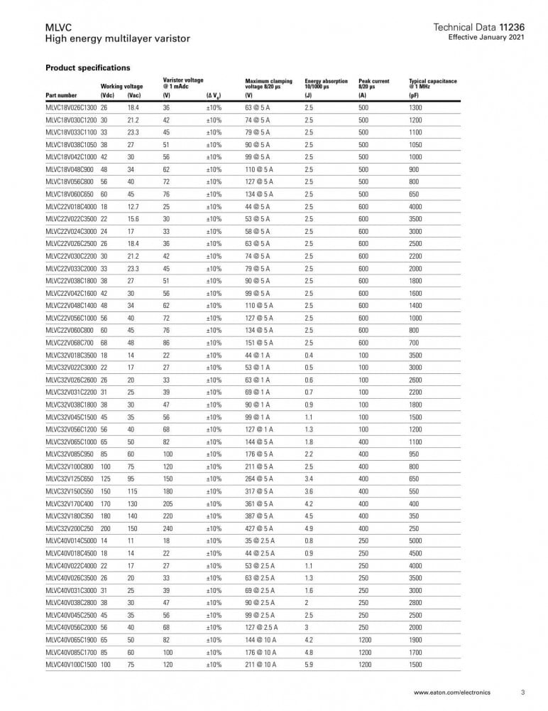 EATON MLVC datasheet page 3