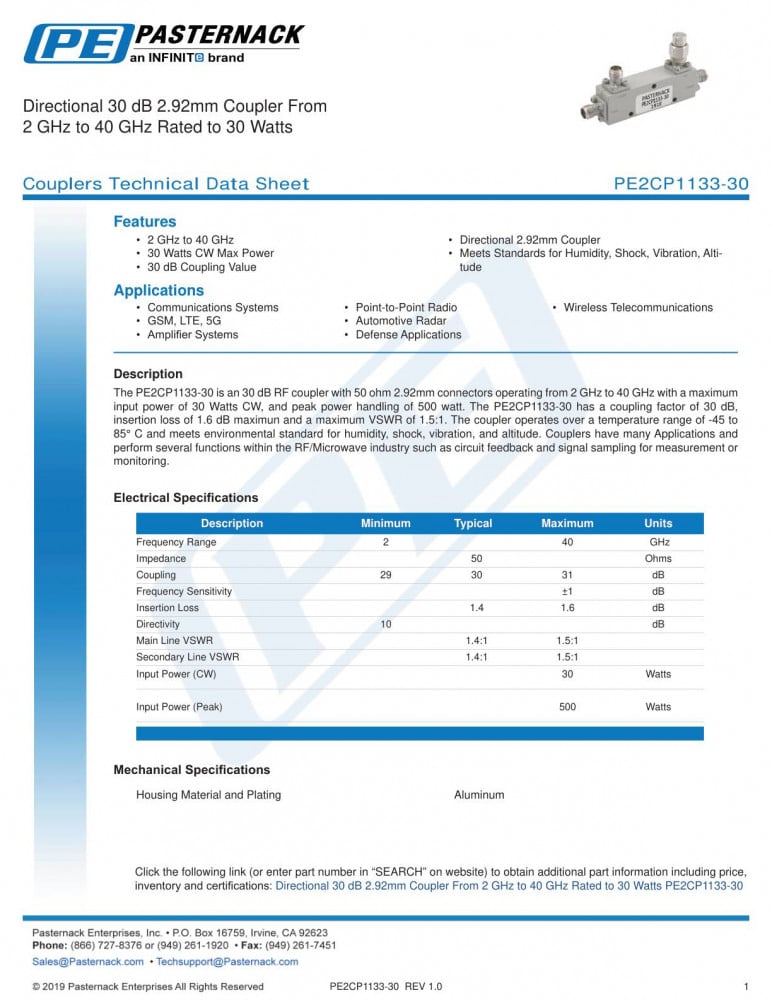 PE2CP1133-30 datasheet page 1
