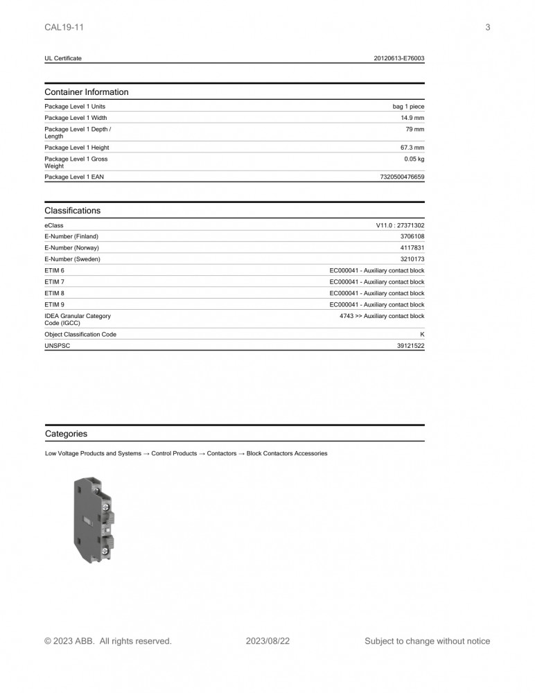 ABB CAL19-11 technical document page 3