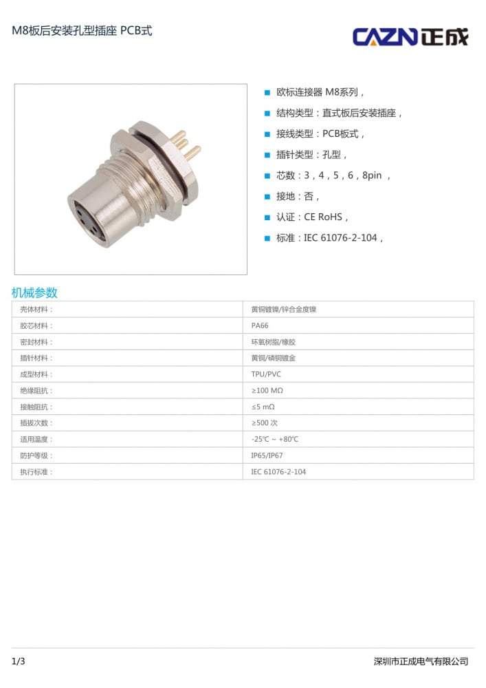 CAZN M8-S4D-GPFM11 technical document page 1
