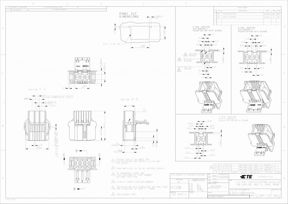 TE Connectivity 928230-3 technical drawing page