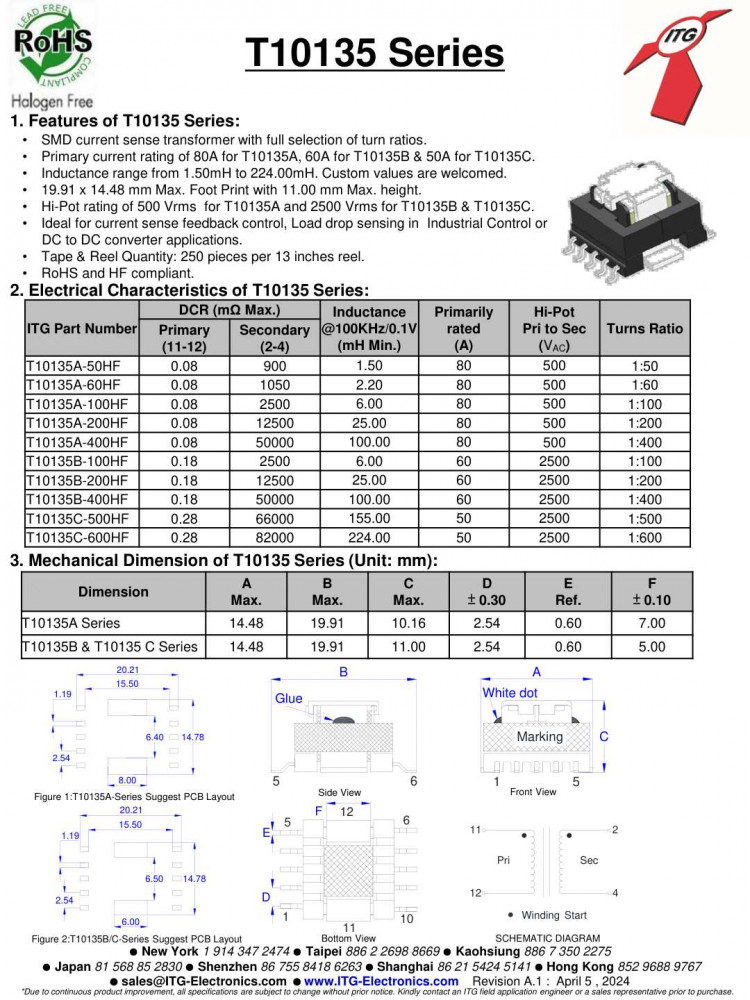 T10135 series datasheet page 1