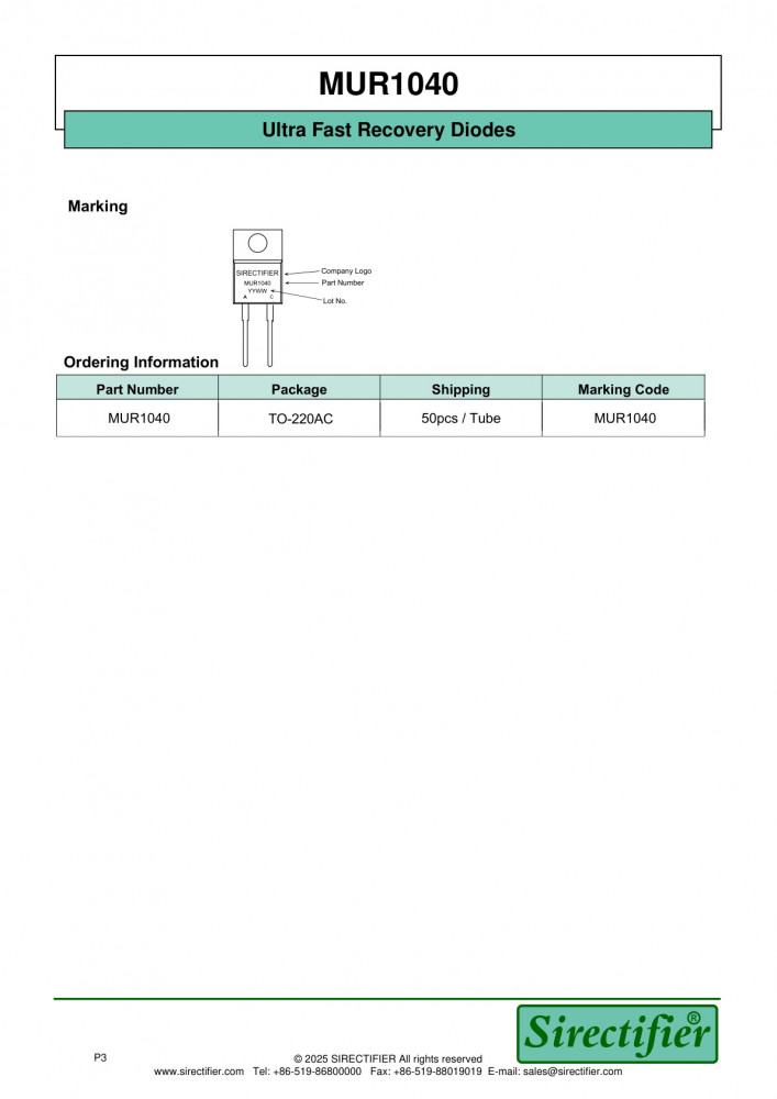 MUR1040 datasheet page 3