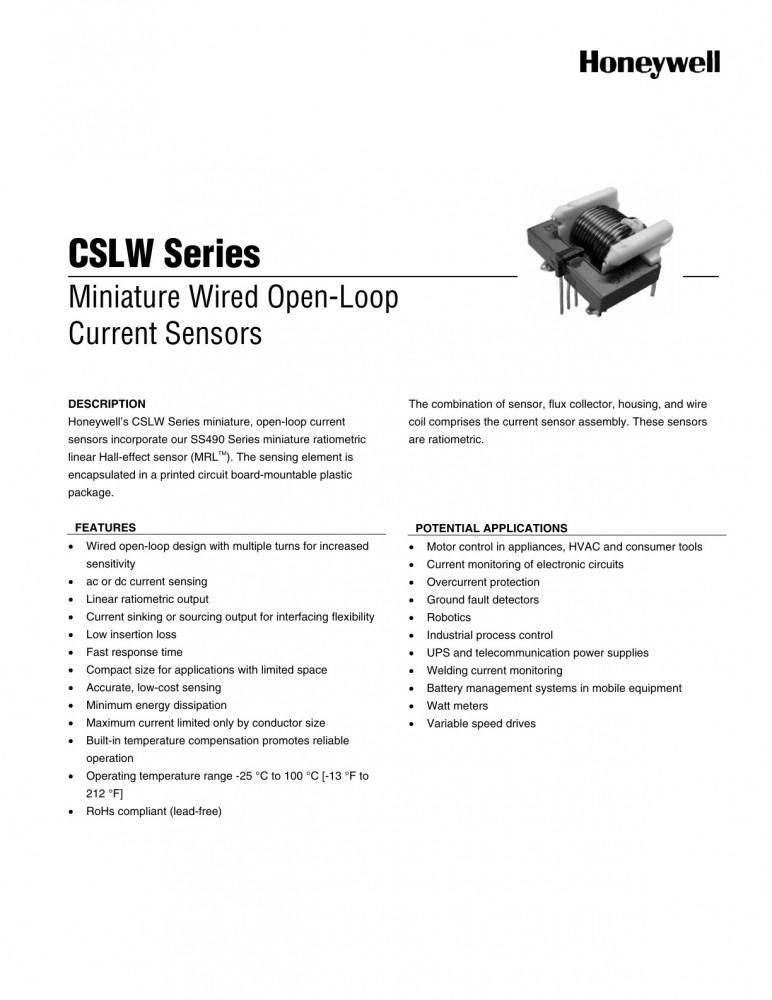 CSLW Series datasheet page 1