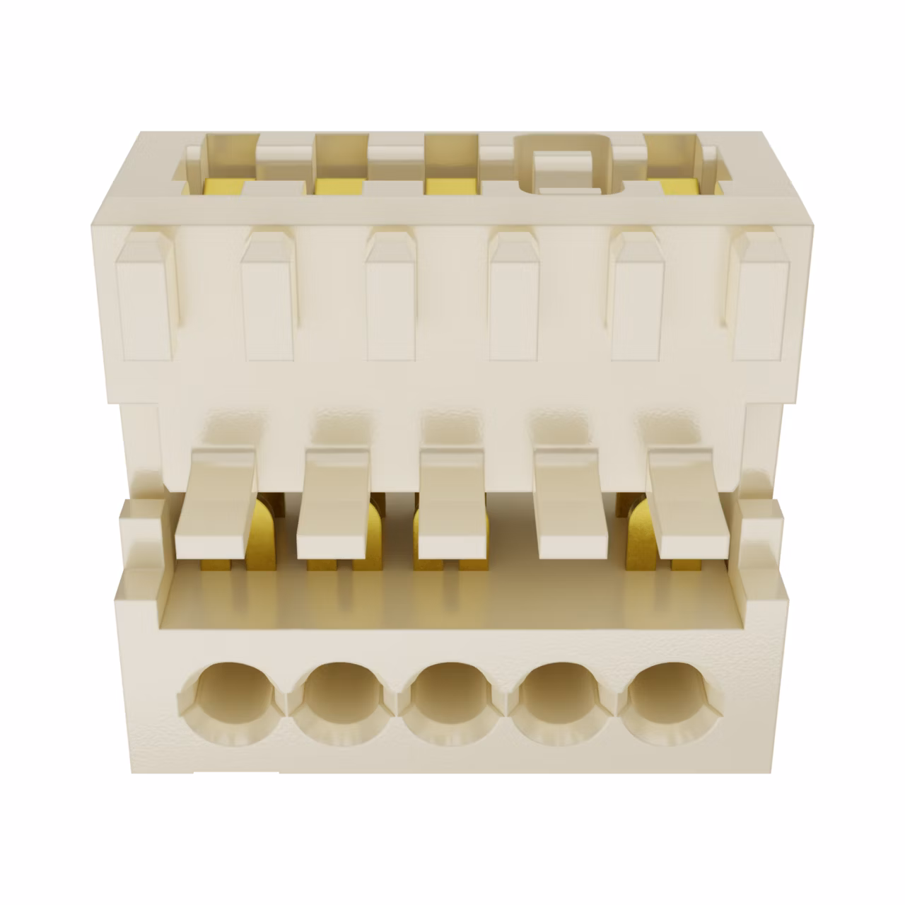 Appli-Mate RAST 2.5 Connector, 2.50mm Pitch, Female, 5 Circuits, No Position Keys Removed, Closed Endwalls, Circuit 4 Voided, Latch at Circuit 4, Gold Plating for sale