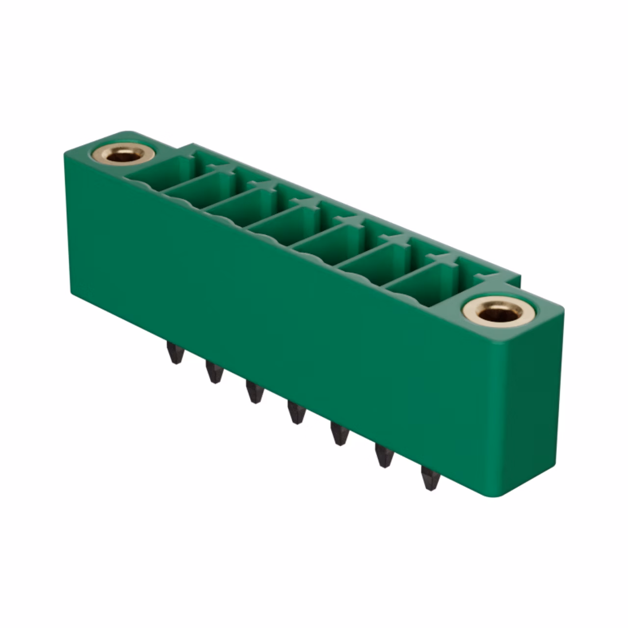 3.50mm Pitch Eurostyle Vertical PCB Header, with Threaded Retention Inserts, Green Housing, 7 Circuits for sale