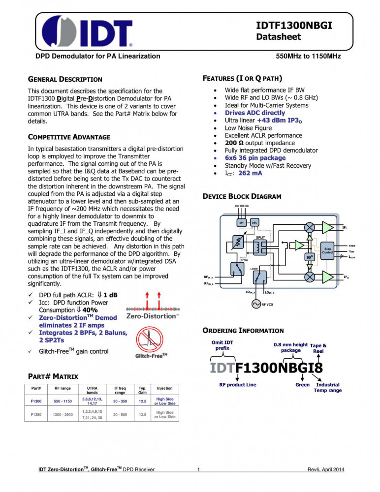 F1300NBGI technical document page 1
