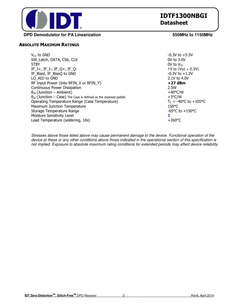 F1300NBGI technical document page 2