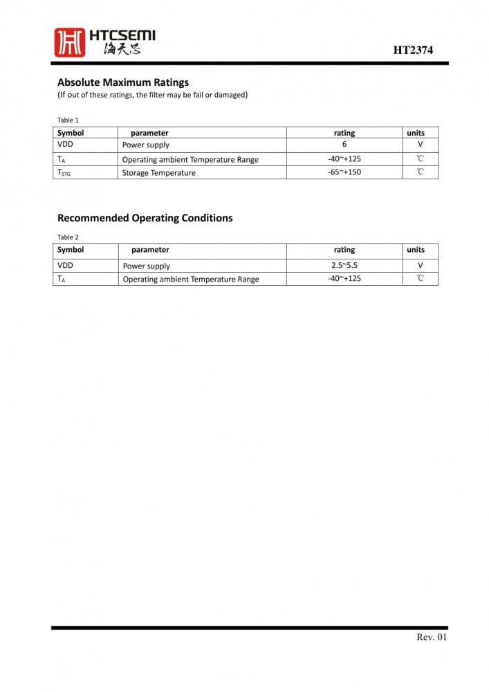 HT2374 series datasheet page 2