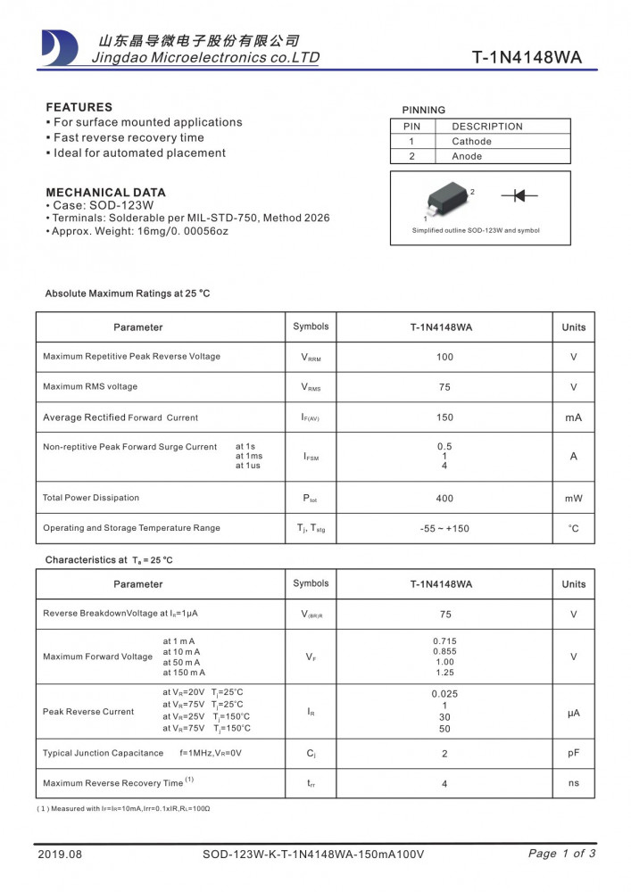 T-1N4148WA datasheet page 1