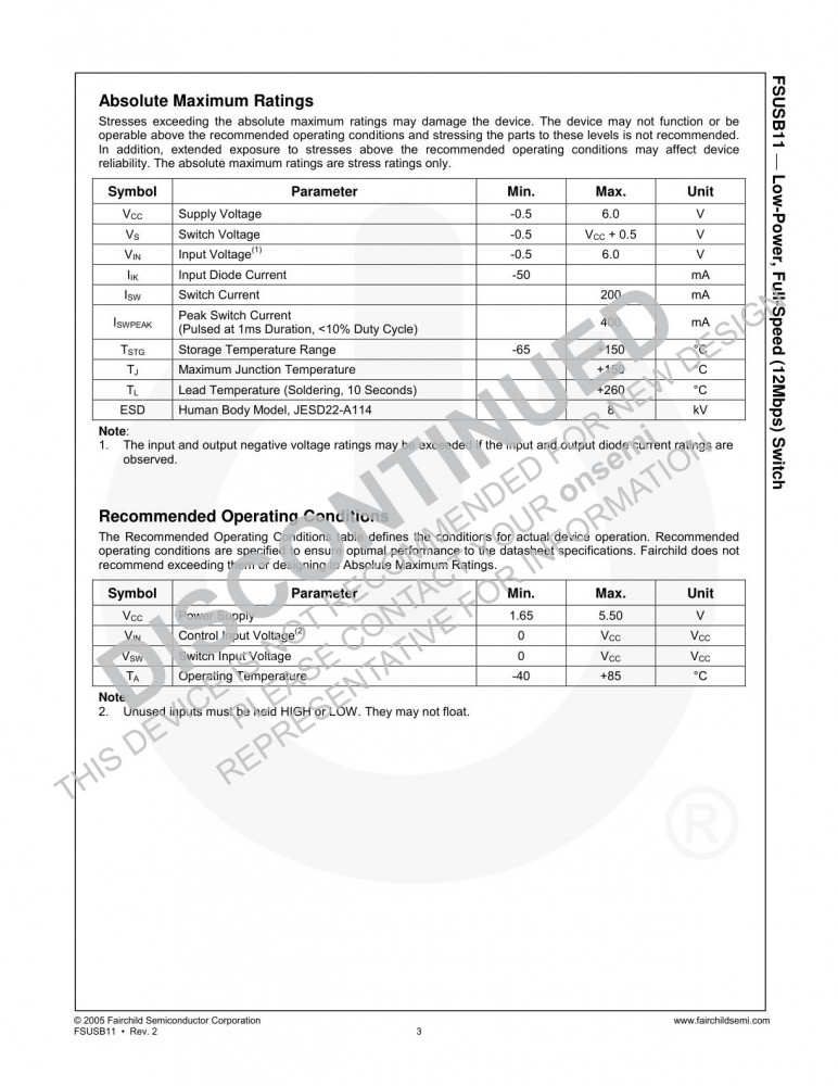 FSUSB11 datasheet page 4