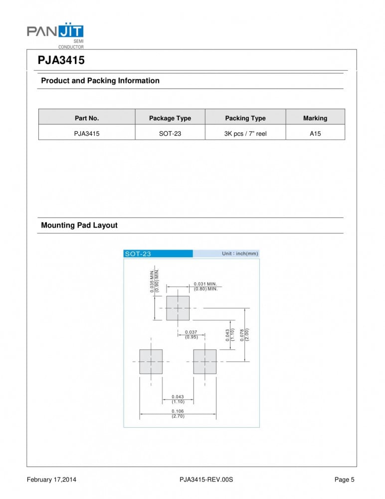 PJA3415 datasheet page 5