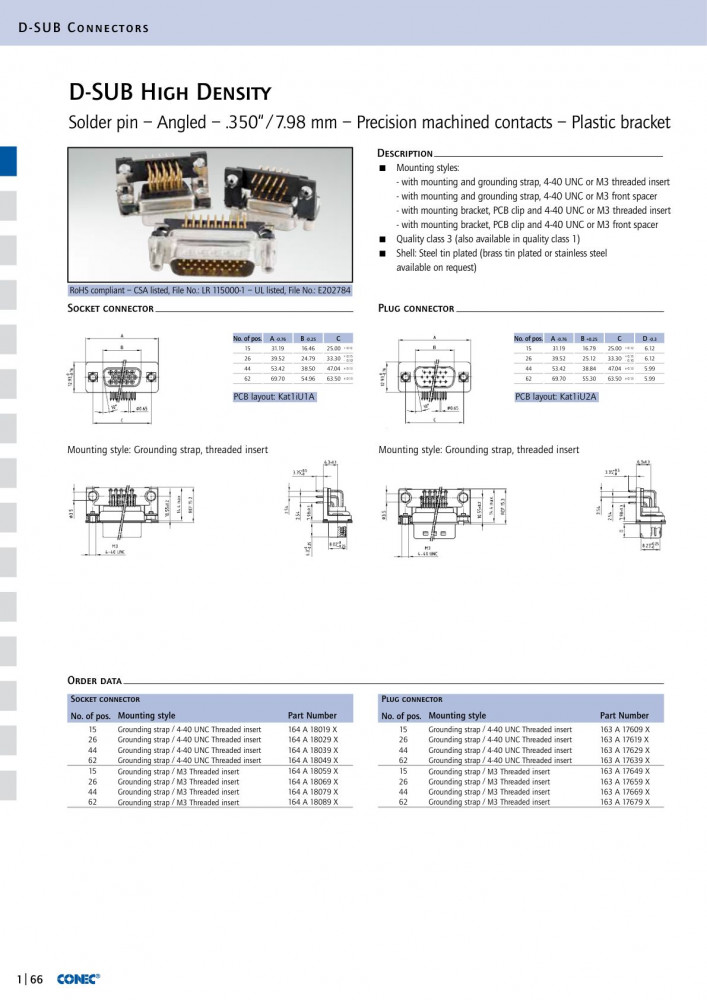 Conec high-density D-Sub product document, page image 1