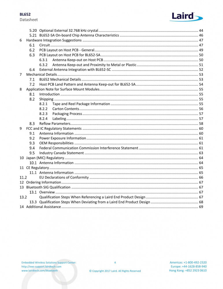 BL652 datasheet page 4