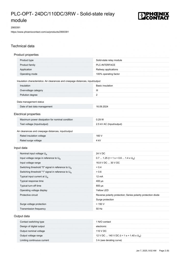 Phoenix Contact 2900391 technical document page 2
