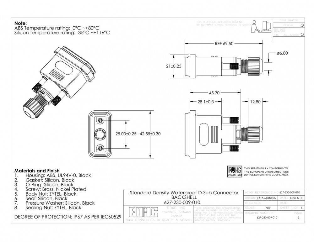 EDAC 627-230-009-010 technical drawing