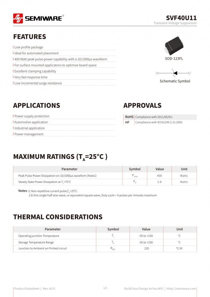 SVF40U11 datasheet page 1