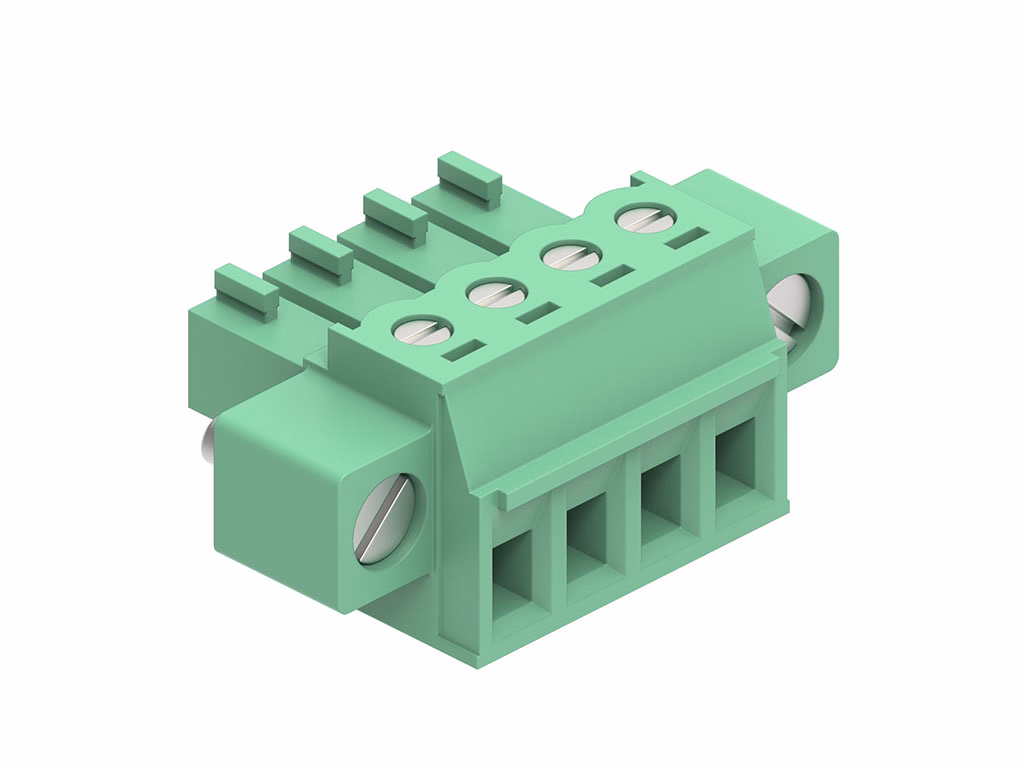 3.81mm Pitch Eurostyle Horizontal Plug, with Retention Screws, Green Housing, 7 Circuits