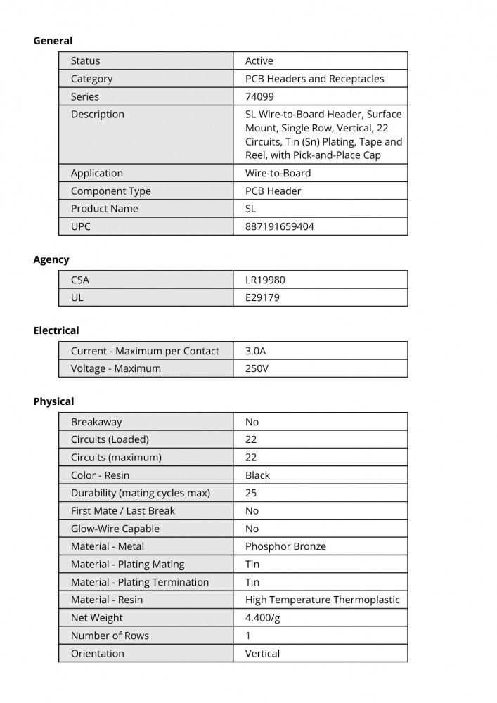 MOLEX 740990622 technical document preview, page 2