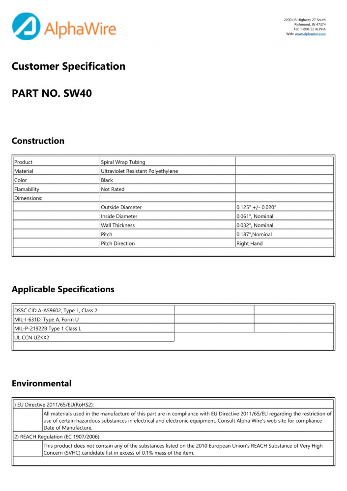 SW40 BK008 technical document page 1