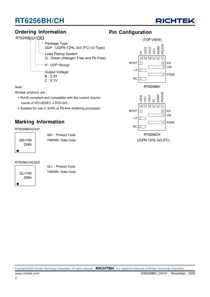 RT6256BH datasheet page 2