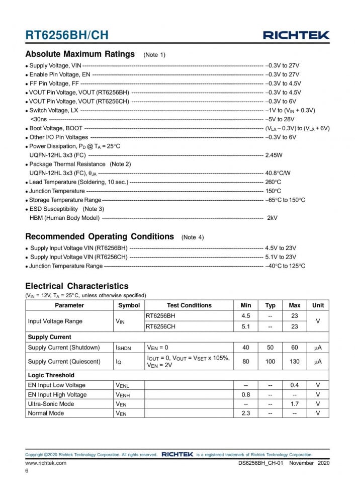 RT6256BH datasheet page 6