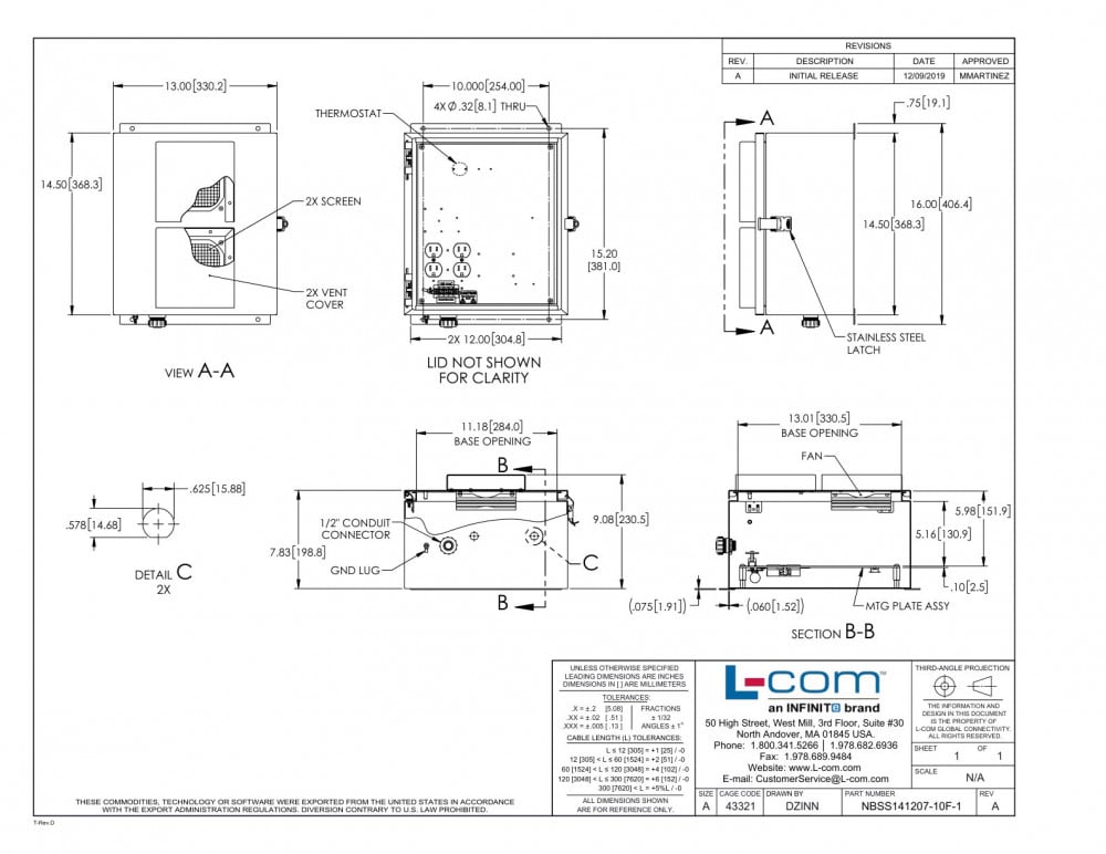 L-com NBSS141207-10F-1 technical document page
