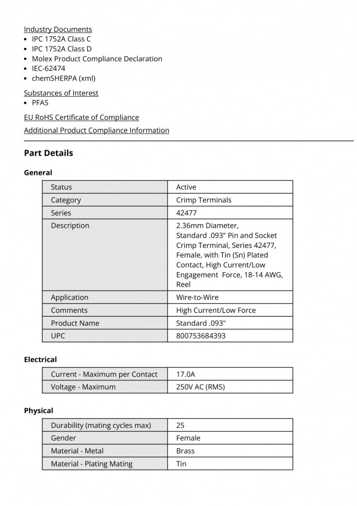 Product specification page 2