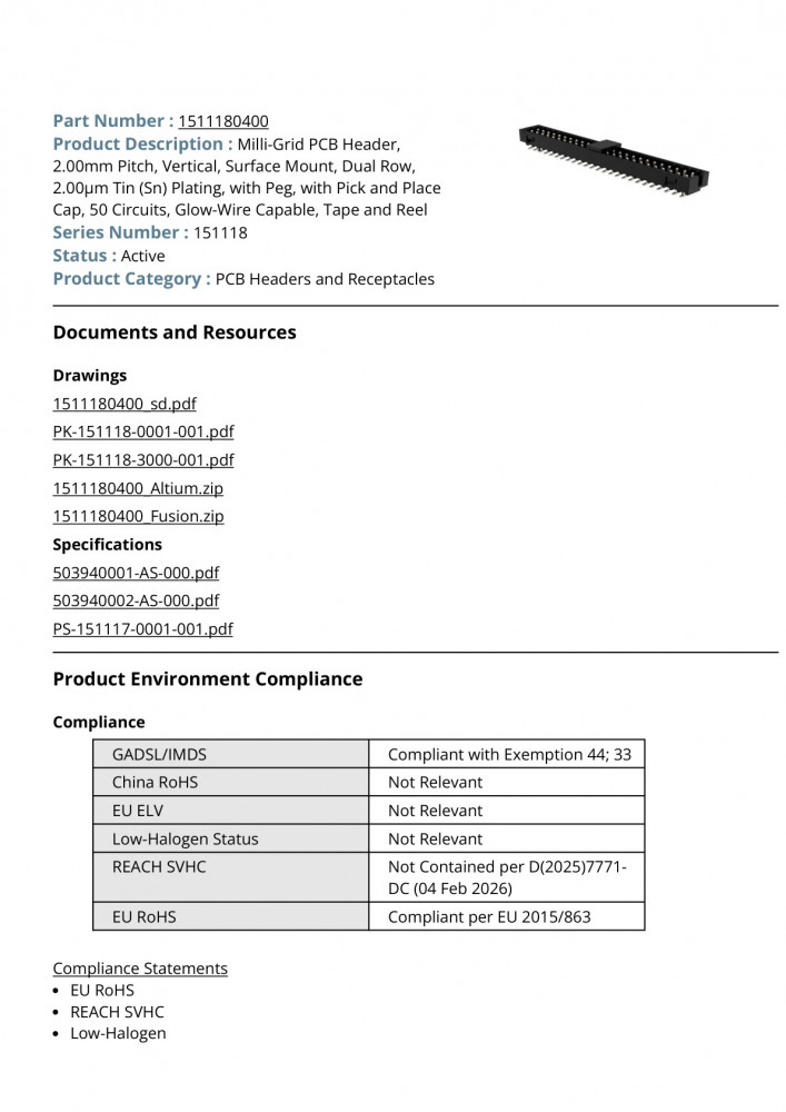 MOLEX product specification page 1