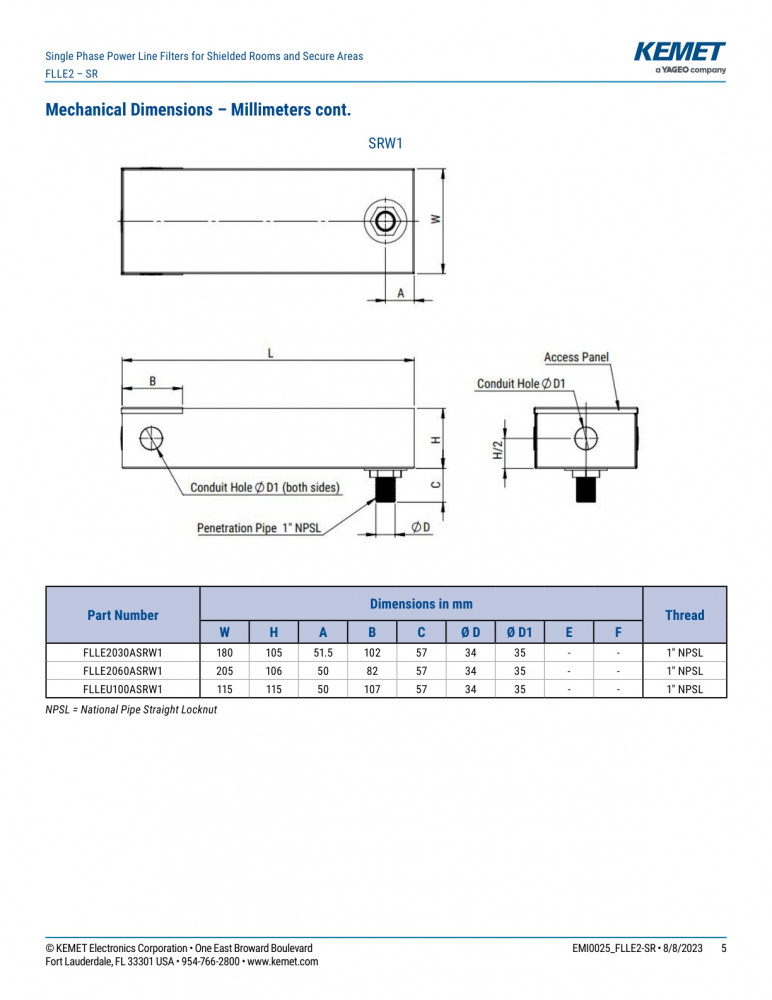 KEMET SR series filter datasheet page 5