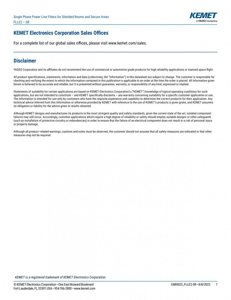 KEMET SR series filter datasheet page 7