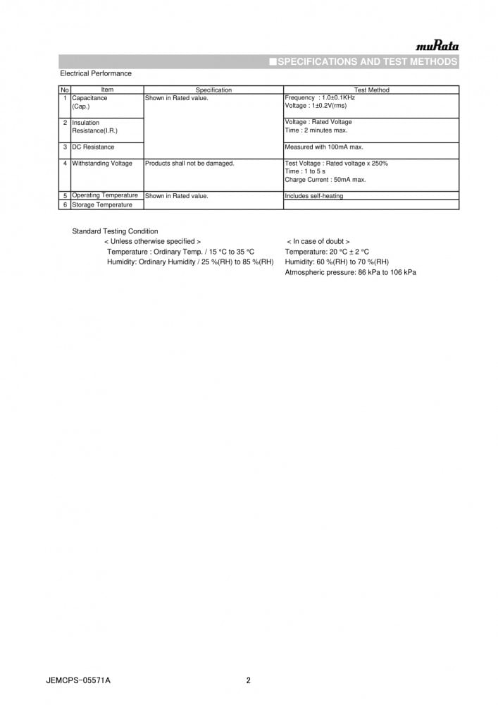 NFM41PC155B1E3L technical document page 2