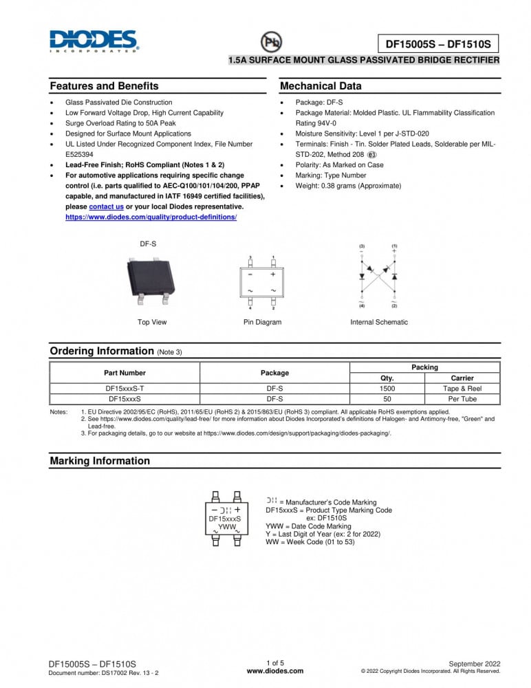 DF1501S-T datasheet page 1