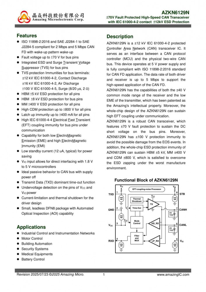 AZKN6129N datasheet preview, page 1