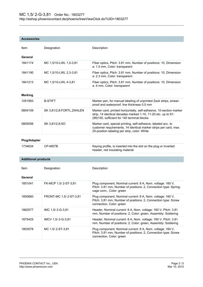 Phoenix Contact 1803277 technical document page 3