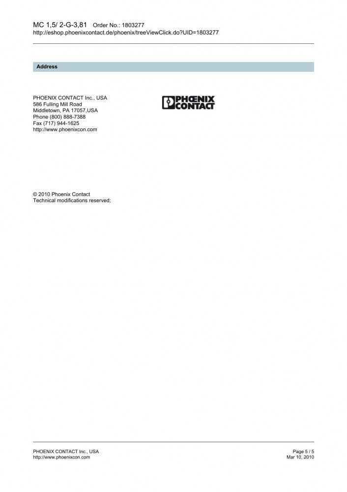Phoenix Contact 1803277 technical document page 5